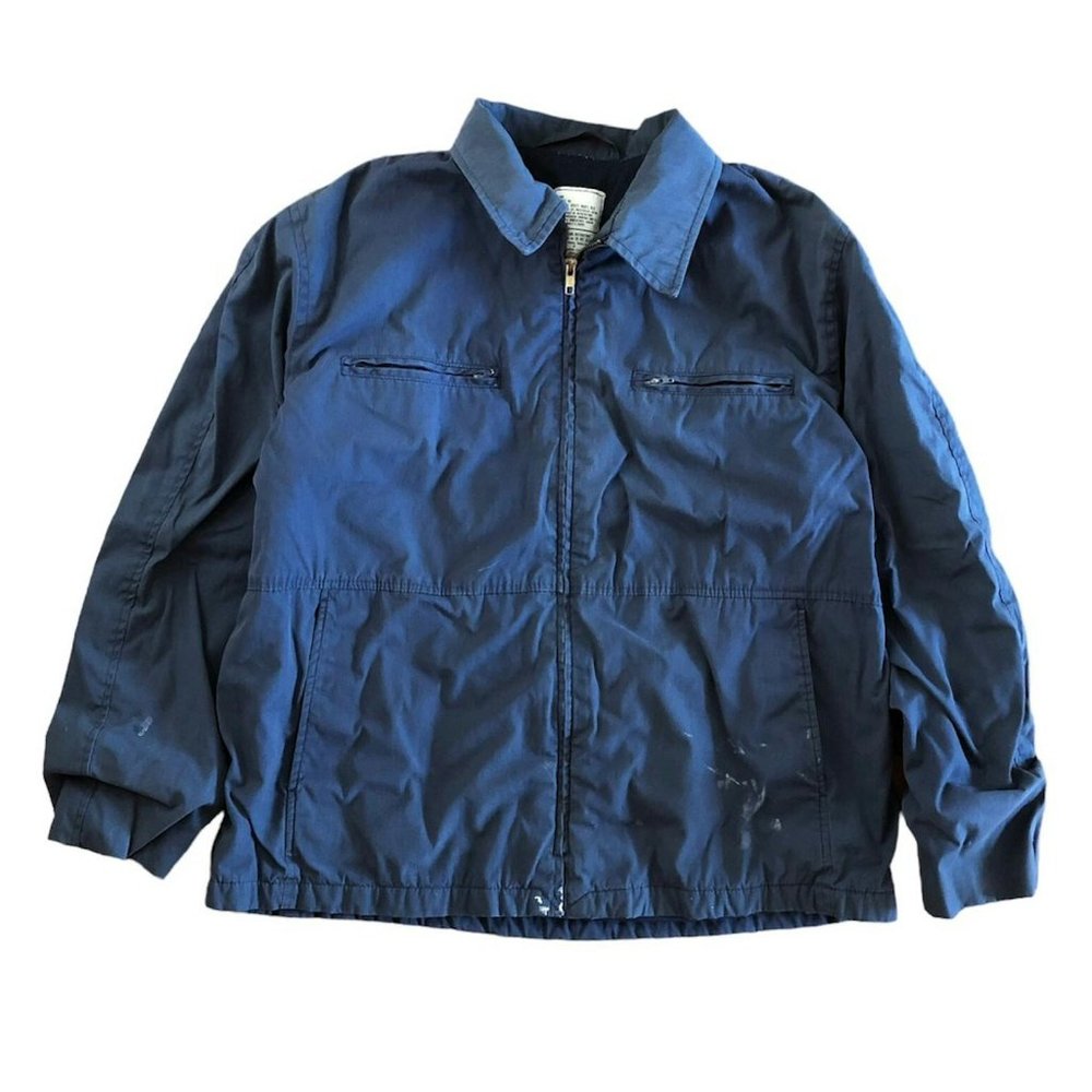 1990 Vintage Us Navy Military Blue Bomber Jacket Men'… - Gem